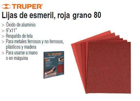 Lija de esmeril grano 80 Truper 11642 | Paneles y Plafones MG