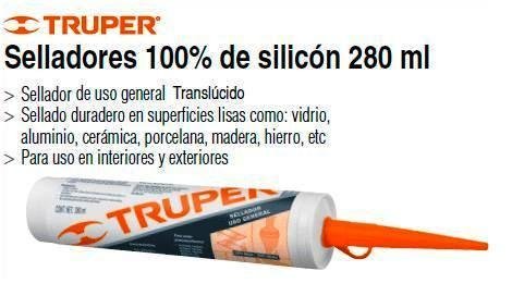 Sellador transparente 100% silicón. 280 ml 17559 Truper | Paneles y Plafones MG
